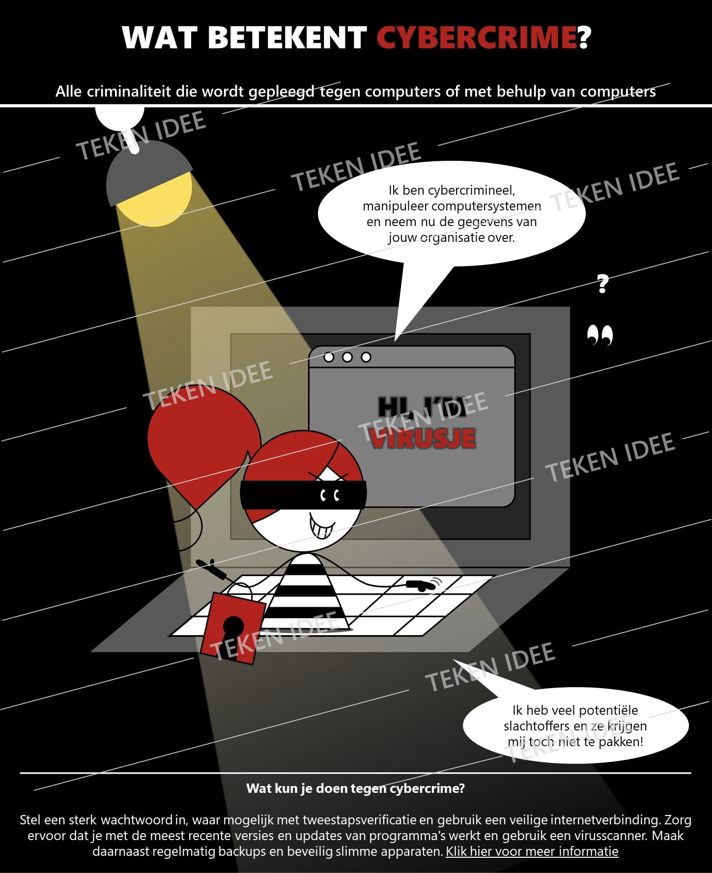 Cybercrime in beeld met bewerkbare teksten | TEKEN IDEE